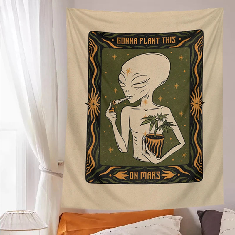 Tarot Card Alien Tapestry Wall Hanging Mandala Boho Witchcraft Bohemi ...