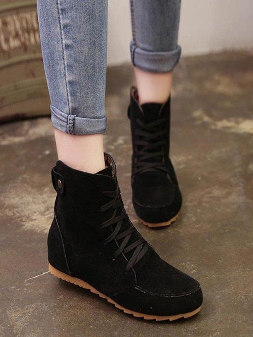 Round Toe Bandage Ankle Boots – bydudecom