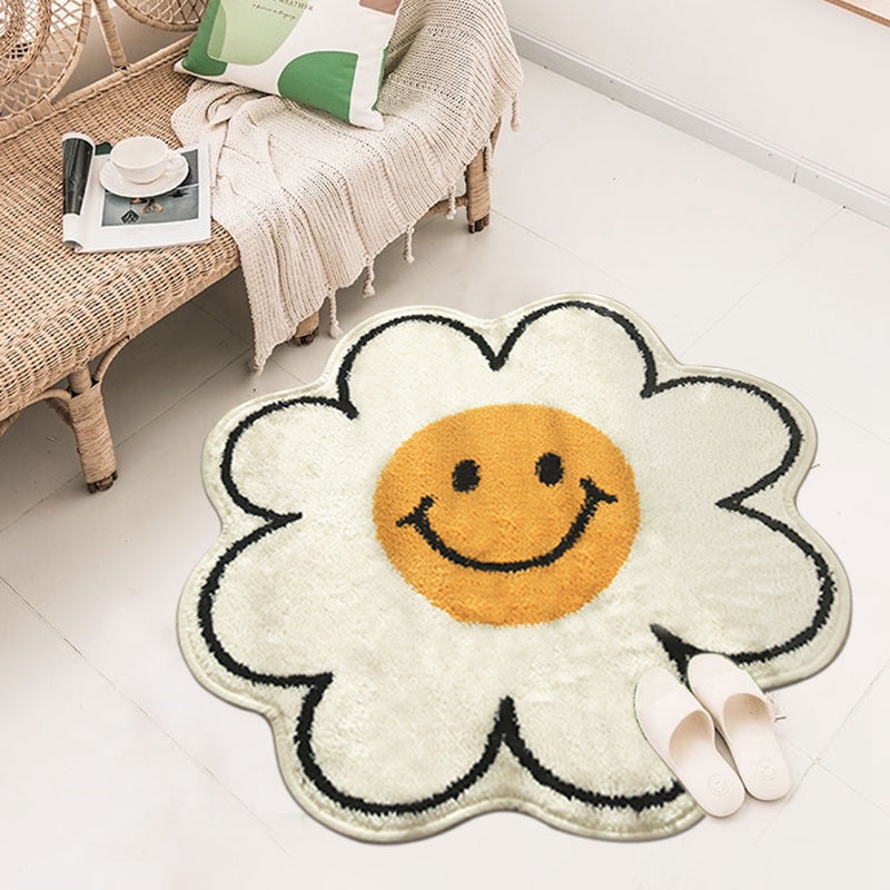 Flower Rug for Living Room Nordic Smiley Flower Carpet Bedroom Bedsid ...