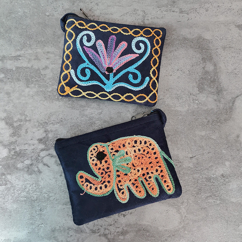 Free shipping Nepali hand-embroidered suede ethnic style mini coin ...